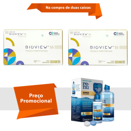 Combo Bioview 55 UV Asférica Com Renu Advanced